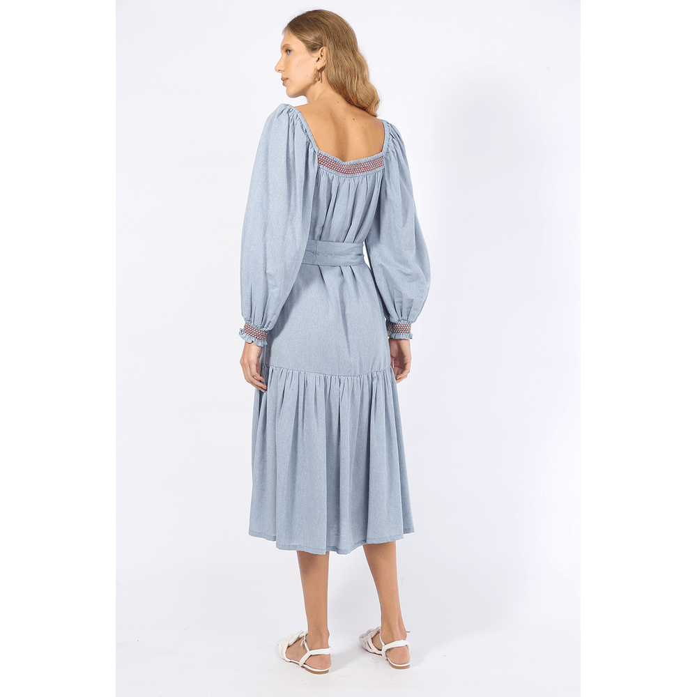 Vestido Bordado Brunelleschi Clemence + 3 Little - Azul - gallerist